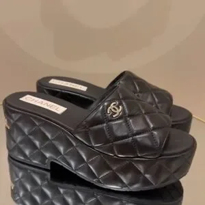CHANEL | Shoes | Chanel Dad 23c Quilted Leather Cc Logo Platform ...